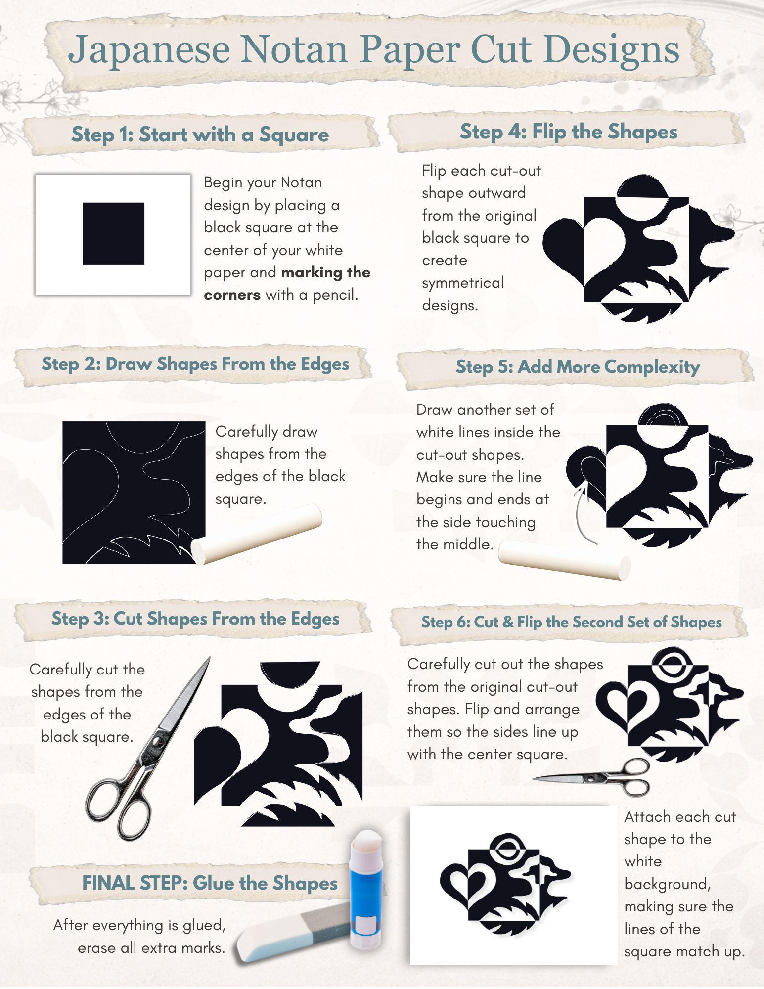 Japanese Notan Paper-cut Worksheet | Includes Instructions & Video - Etsy