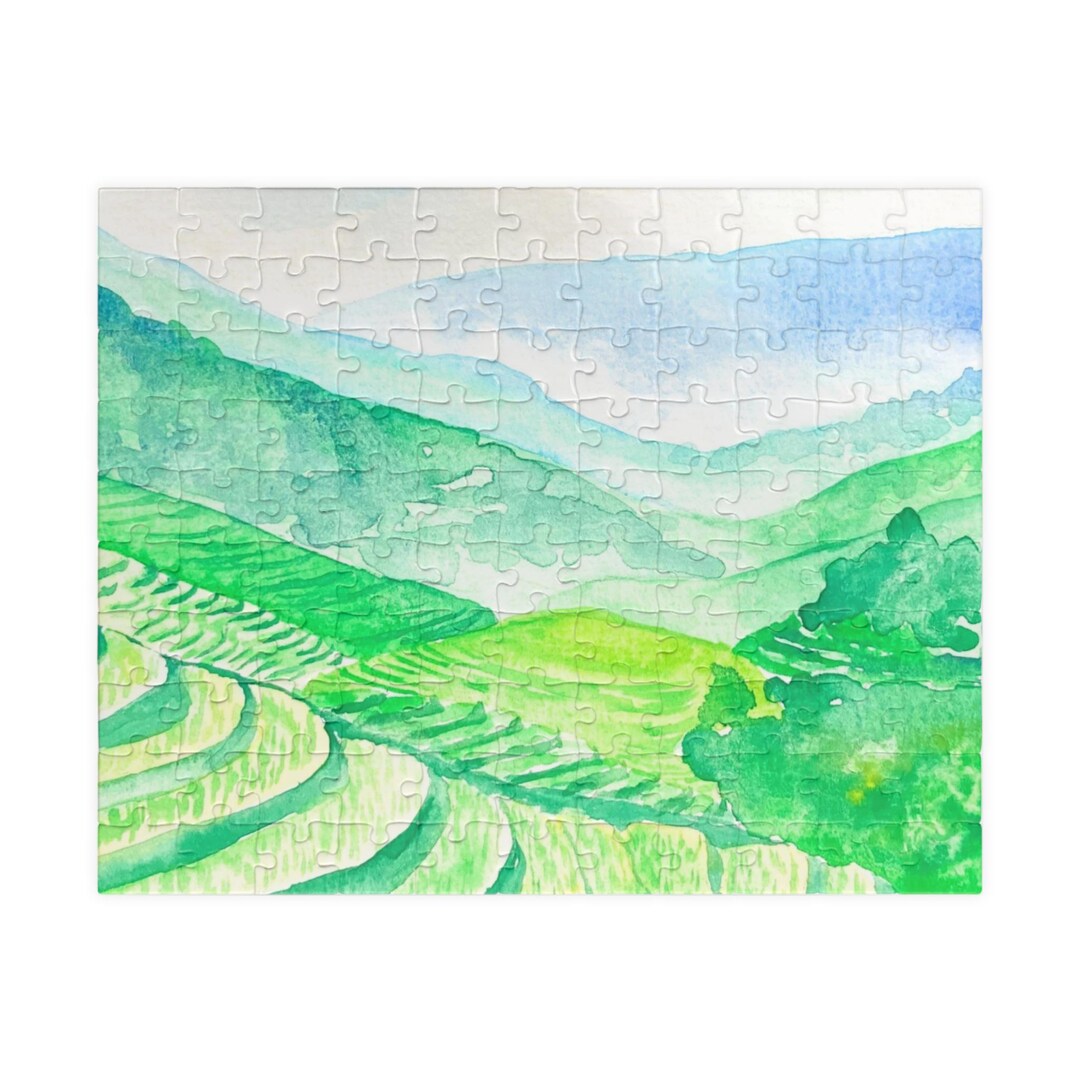 Watercolor Indonesian Rice Terraces Puzzle 520 Piece | Green Mountain ...