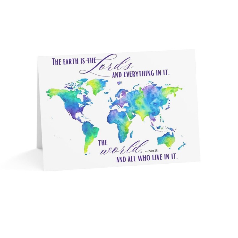 World Map Greeting Card: Bible Verse - Etsy