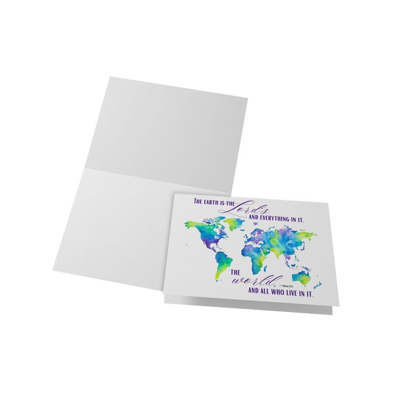 World Map Greeting Card: Bible Verse - Etsy