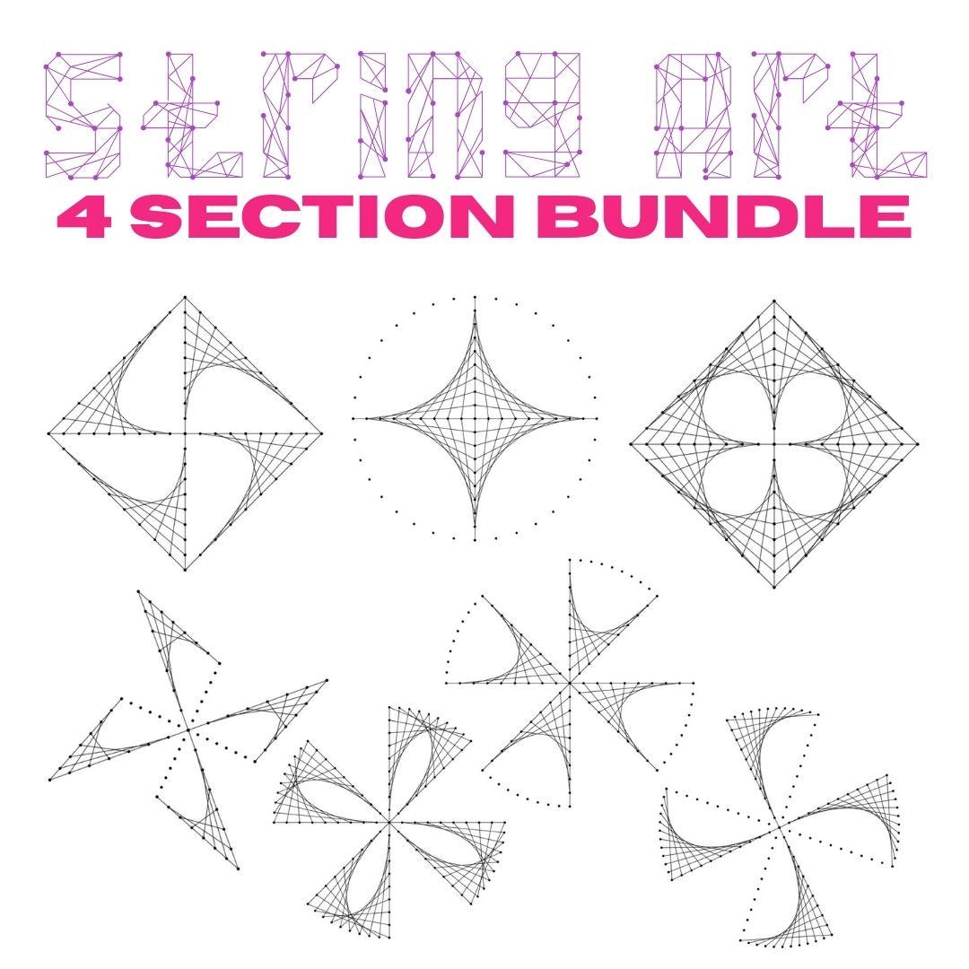 String Art Worksheet Bundle | Curve Stitching Math Templates | 4 Equal ...