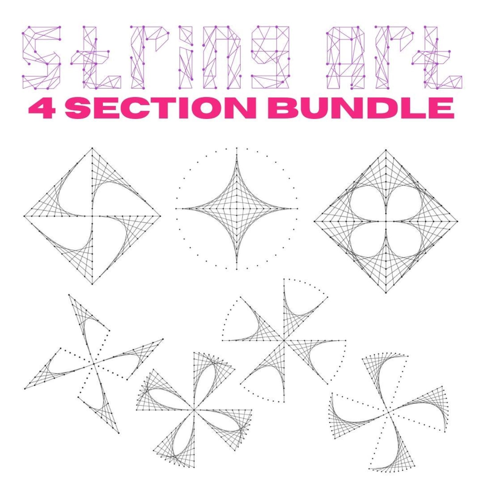 String Art Worksheet Bundle | Curve Stitching Math Templates | 4 Equal ...