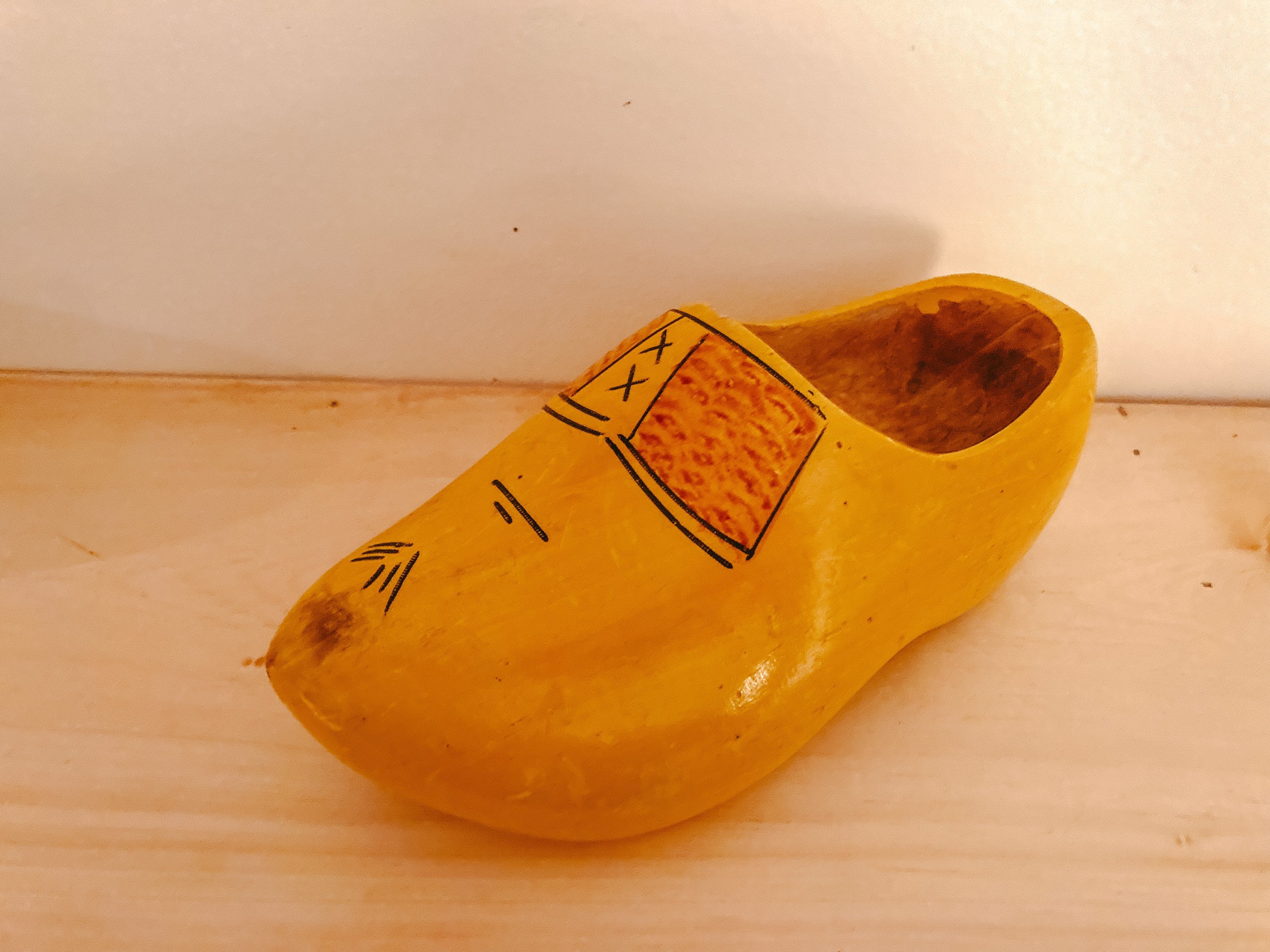 Yellow Dutch Wooden Shoe Clog Klompen; Single Shoe Home and Shelf Decor ...