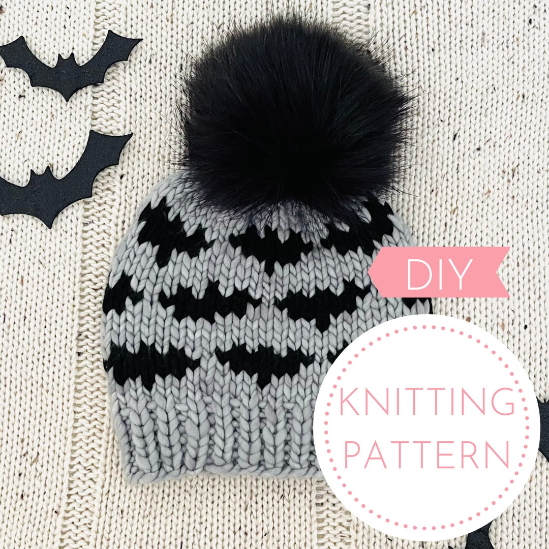 Sibella Beanie Pattern, Bat Knitting Pattern, not a Finished Hat, Super Bulky Bat Hat, Halloween ...