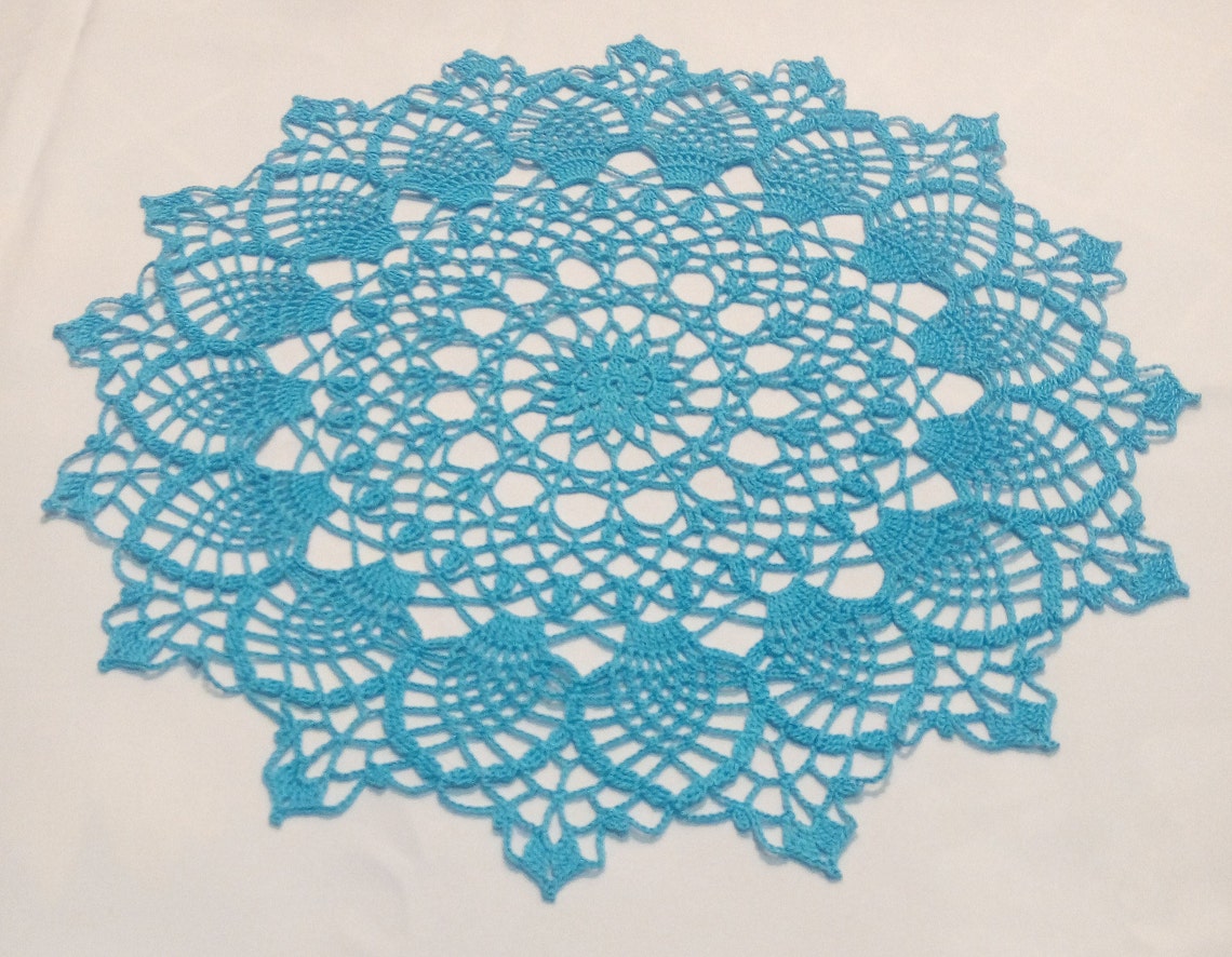 Blue Crochet Doily-crochet Doily-crochet Doilies-blue Crochet Doily ...