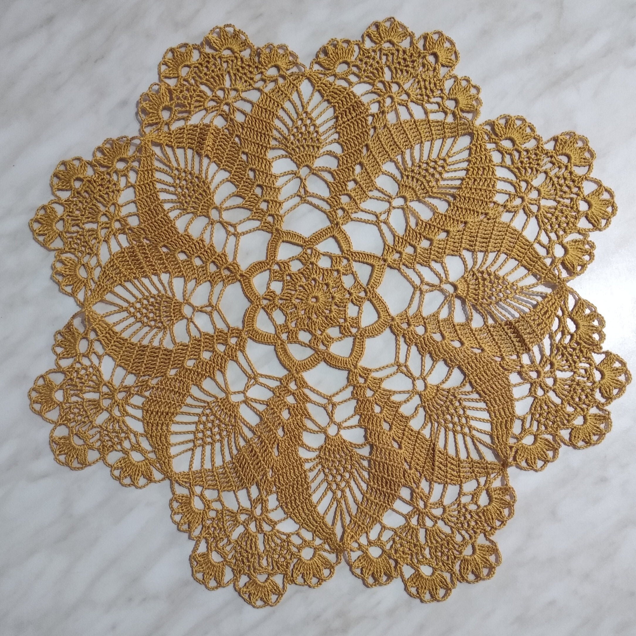 Gold Crochet Doily - Crochet Doilies - Home Decor - Cocoa Crochet Doily ...
