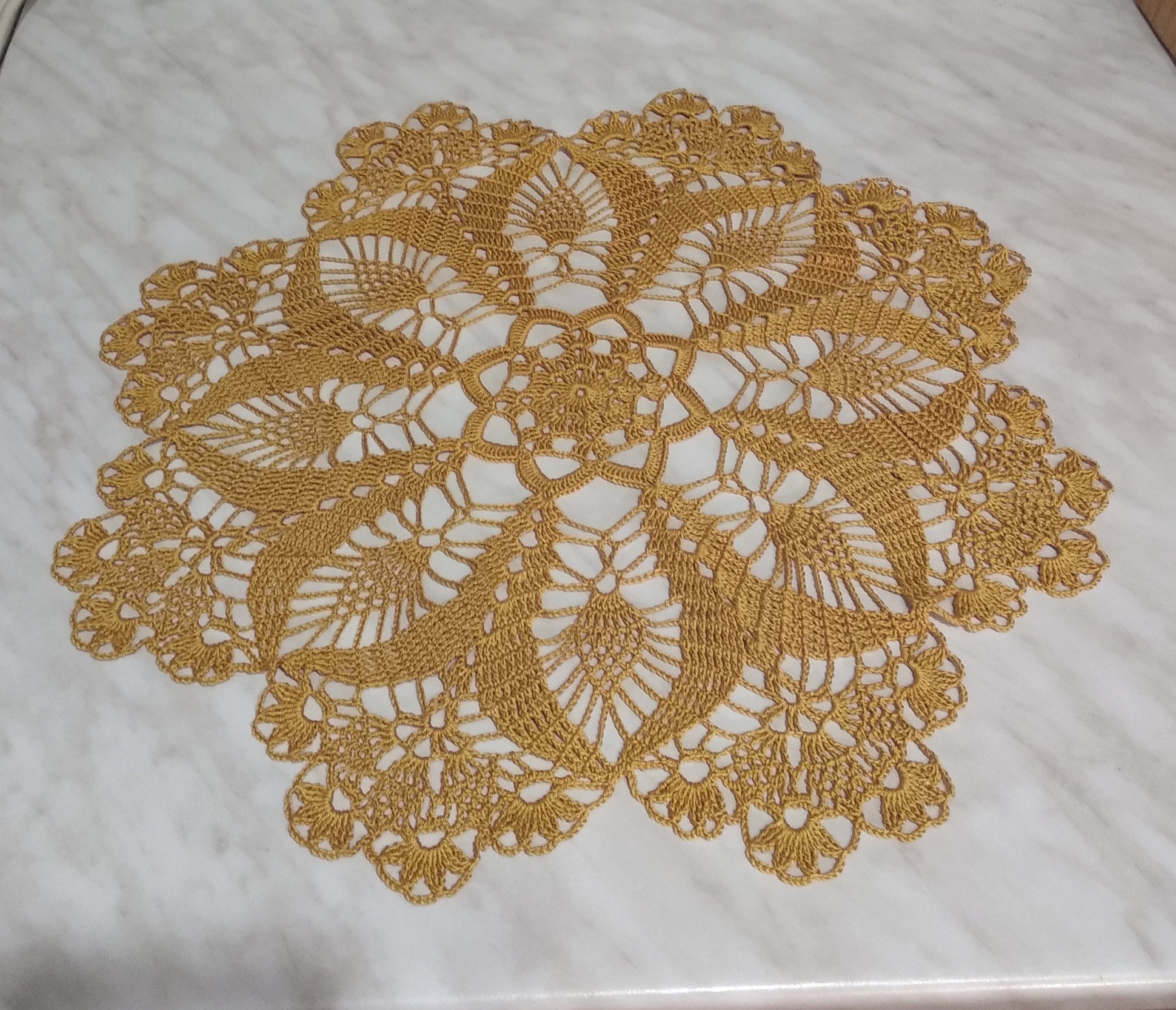 Gold Crochet Doily - Crochet Doilies - Home Decor - Cocoa Crochet Doily ...
