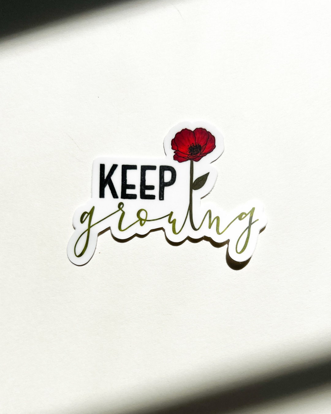Keep Growing Red Poppy Floral Botanical Sticker Decal - Etsy