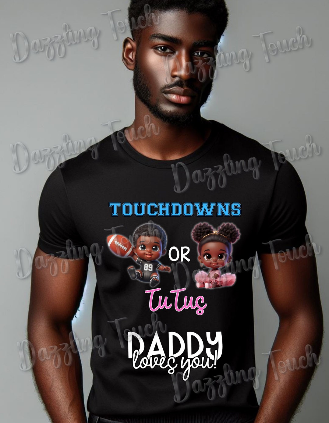 Touchdowns or Tutus, Dad-to-be, Gender Reveal PNG for T-shirt or DTF ...
