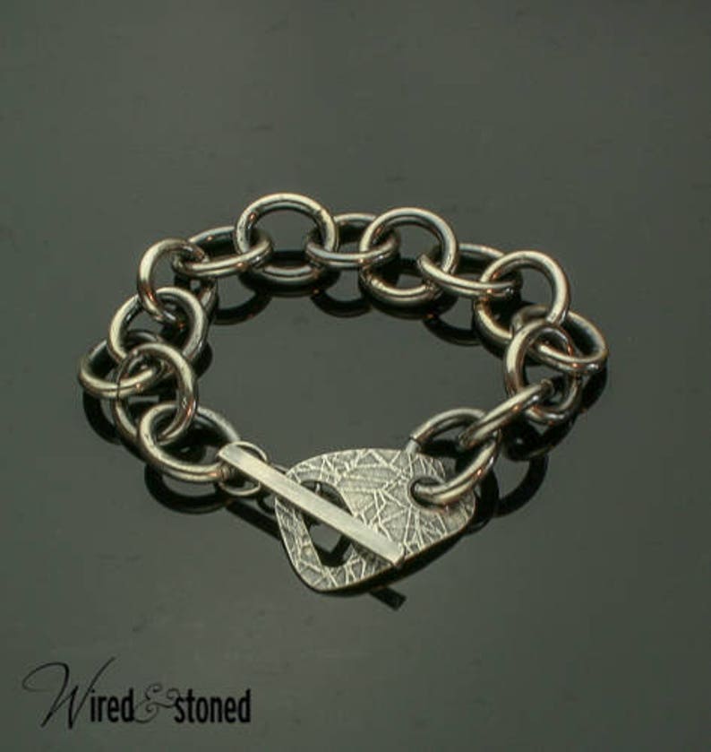 Silver Link Bracelet, Sterling Silver Bracelet, Chunky Link Bracelet ...