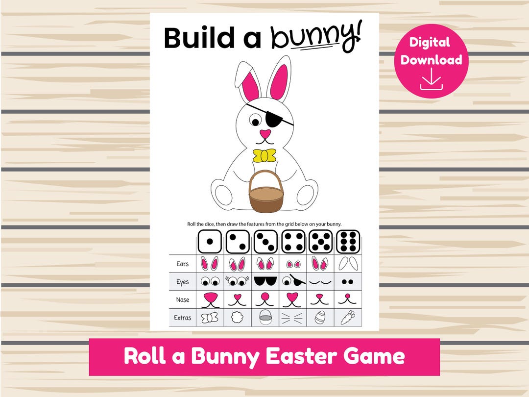 Roll a Bunny Easter Game for Kids, Printable PDF - Etsy