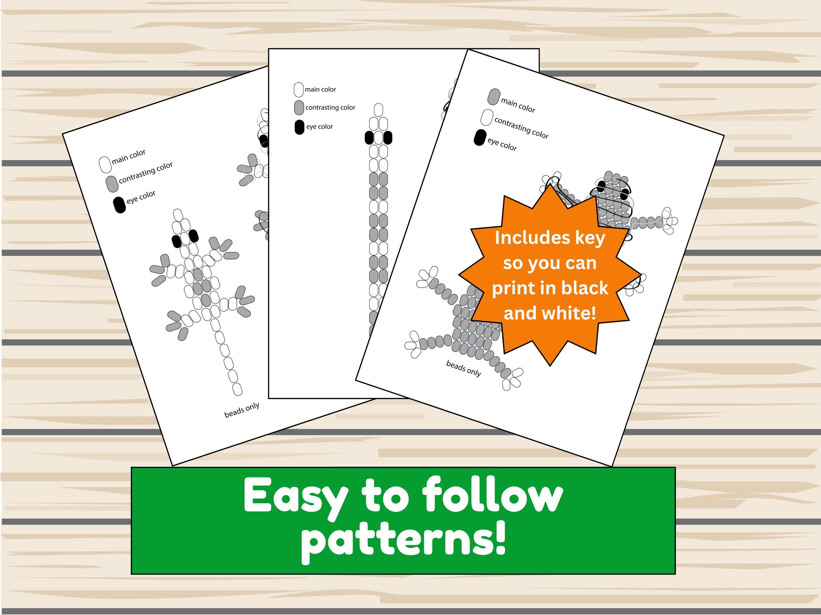 90's Pony Bead Animal Patterns, Lizard, Frog, Snake Crafts (PDF ...