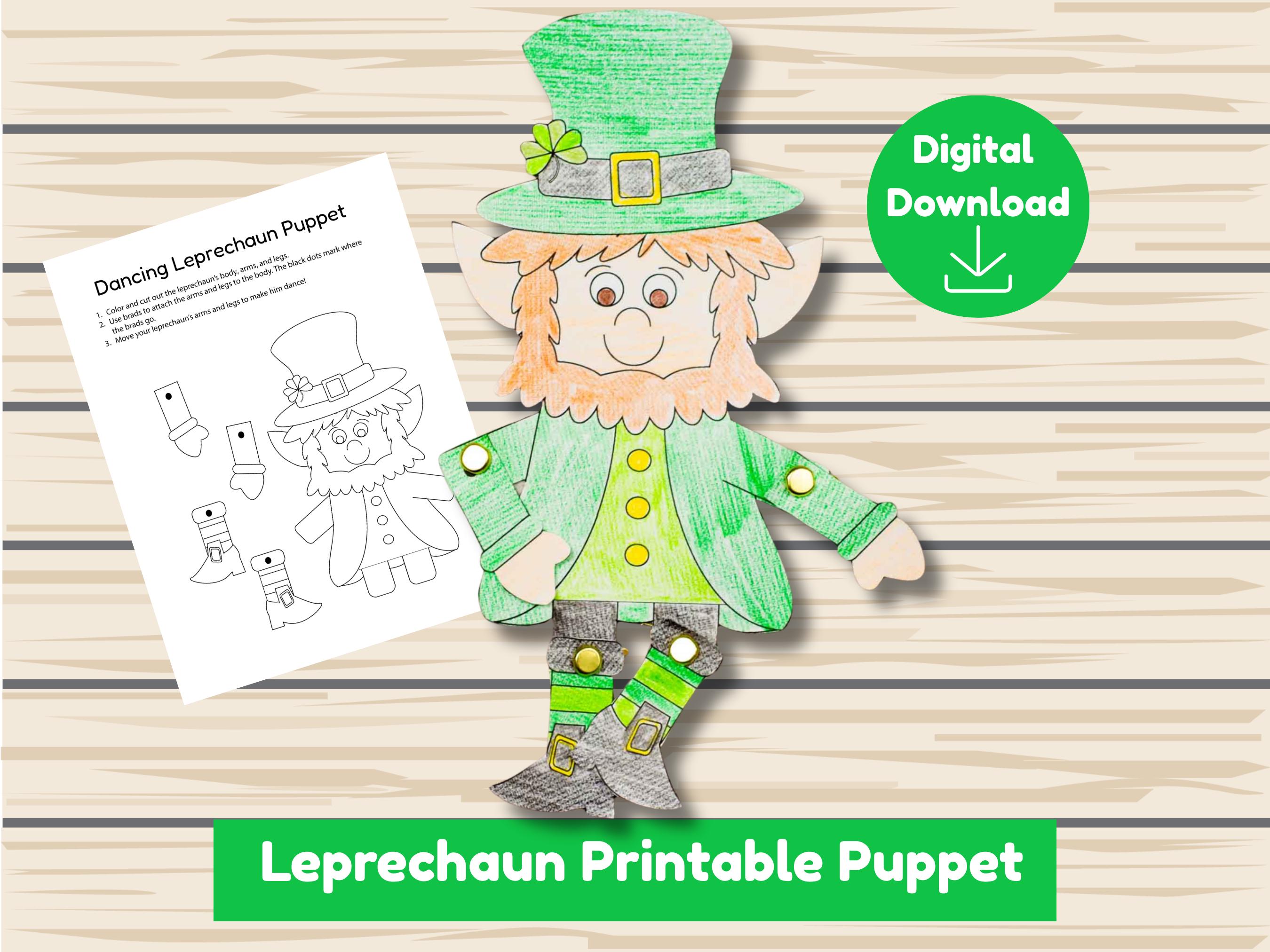 Leprechaun Puppet, Preschool Printable, St. Patrick's Day Activity - Etsy