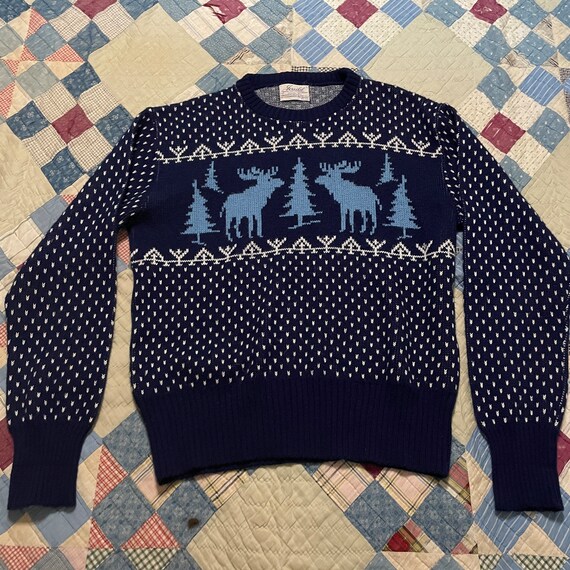 1970s Jersild Medium Large Swiss Hand Knit Moose Fair… - Gem