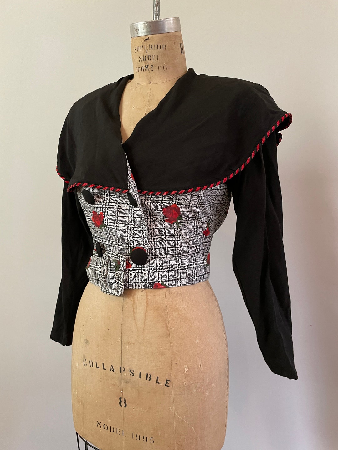 Vintage 90s California Concepts Rose Colorblock Houndstooth Fran Fine ...