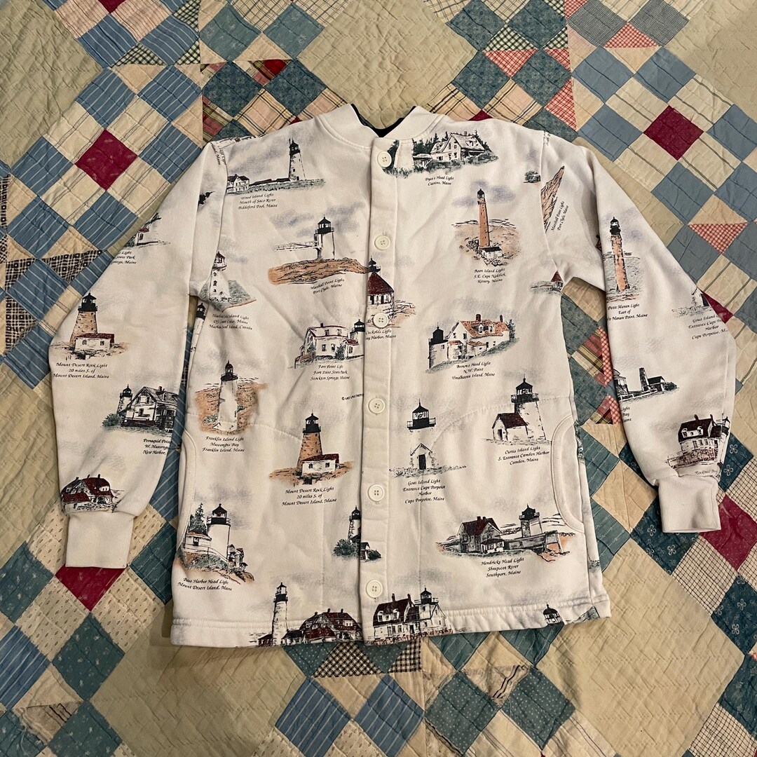 Vintage 1980s 90s Lighthouse All Over Print Sweatshirt / 90s Art ...