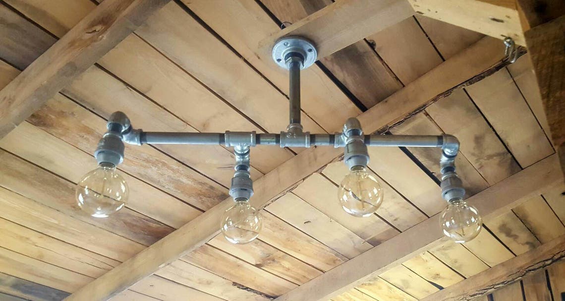 Rustic Industrial Lighting Chandelier, GALVANIZED Stagger Steampunk ...