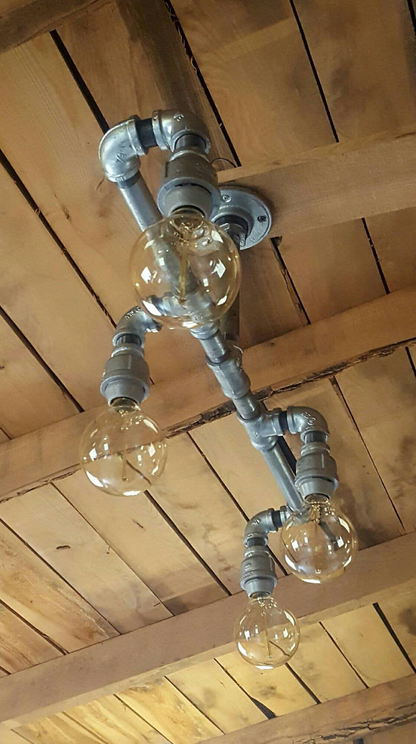 Rustic Industrial Lighting Chandelier, GALVANIZED Stagger Steampunk ...