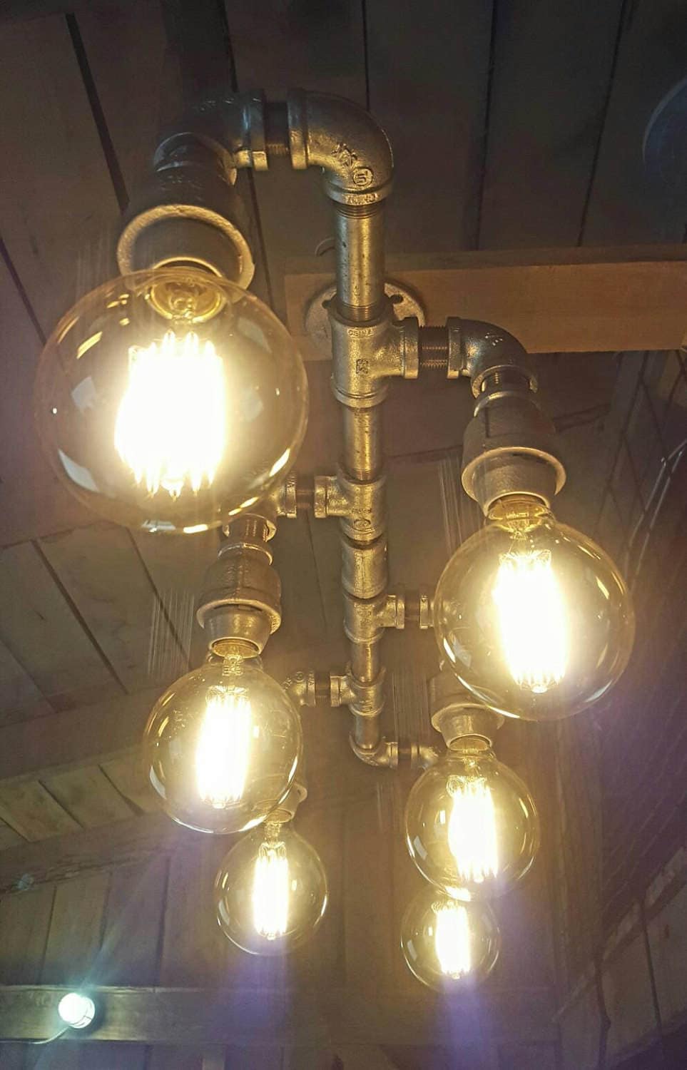 Rustic Industrial Lighting Chandelier, GALVANIZED Stagger Steampunk ...