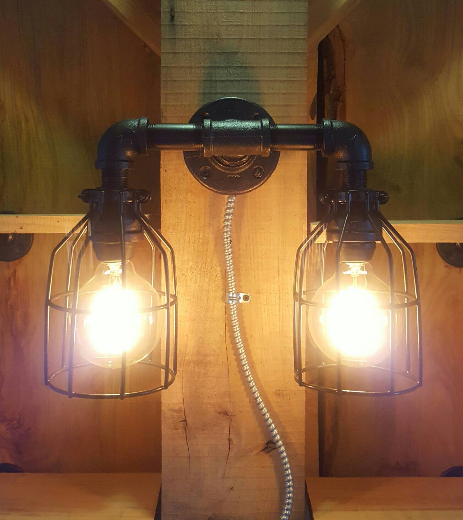 Rustic Industrial Lighting Double Sconce Wall Light UL - Etsy