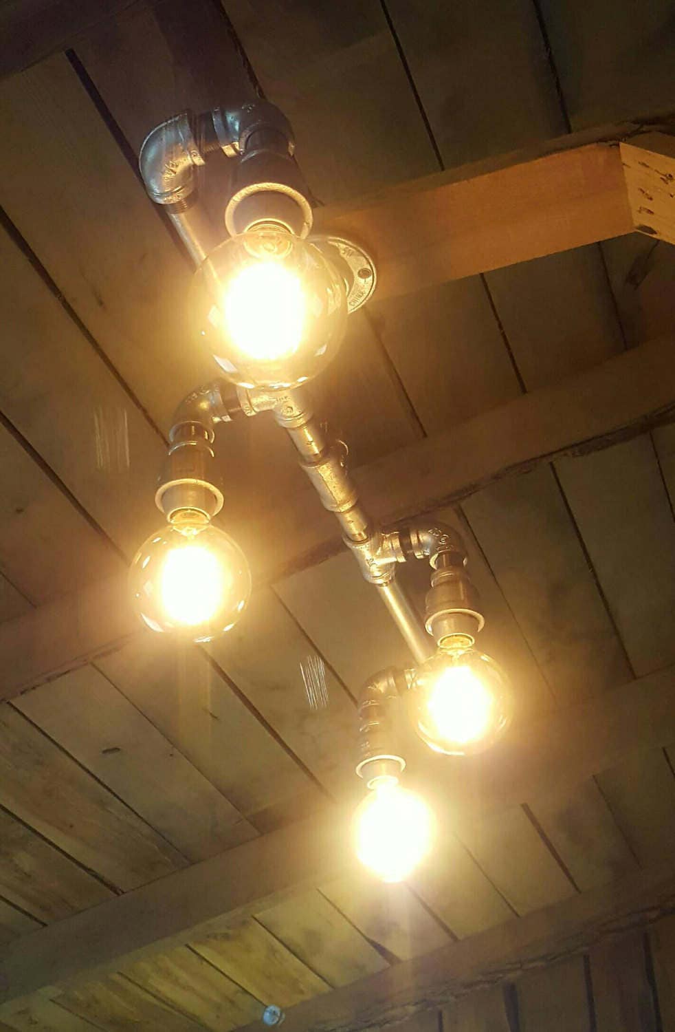 Rustic Industrial Lighting Chandelier, GALVANIZED Stagger Steampunk ...