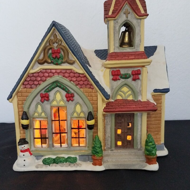 Lighted Ceramic Church - Etsy