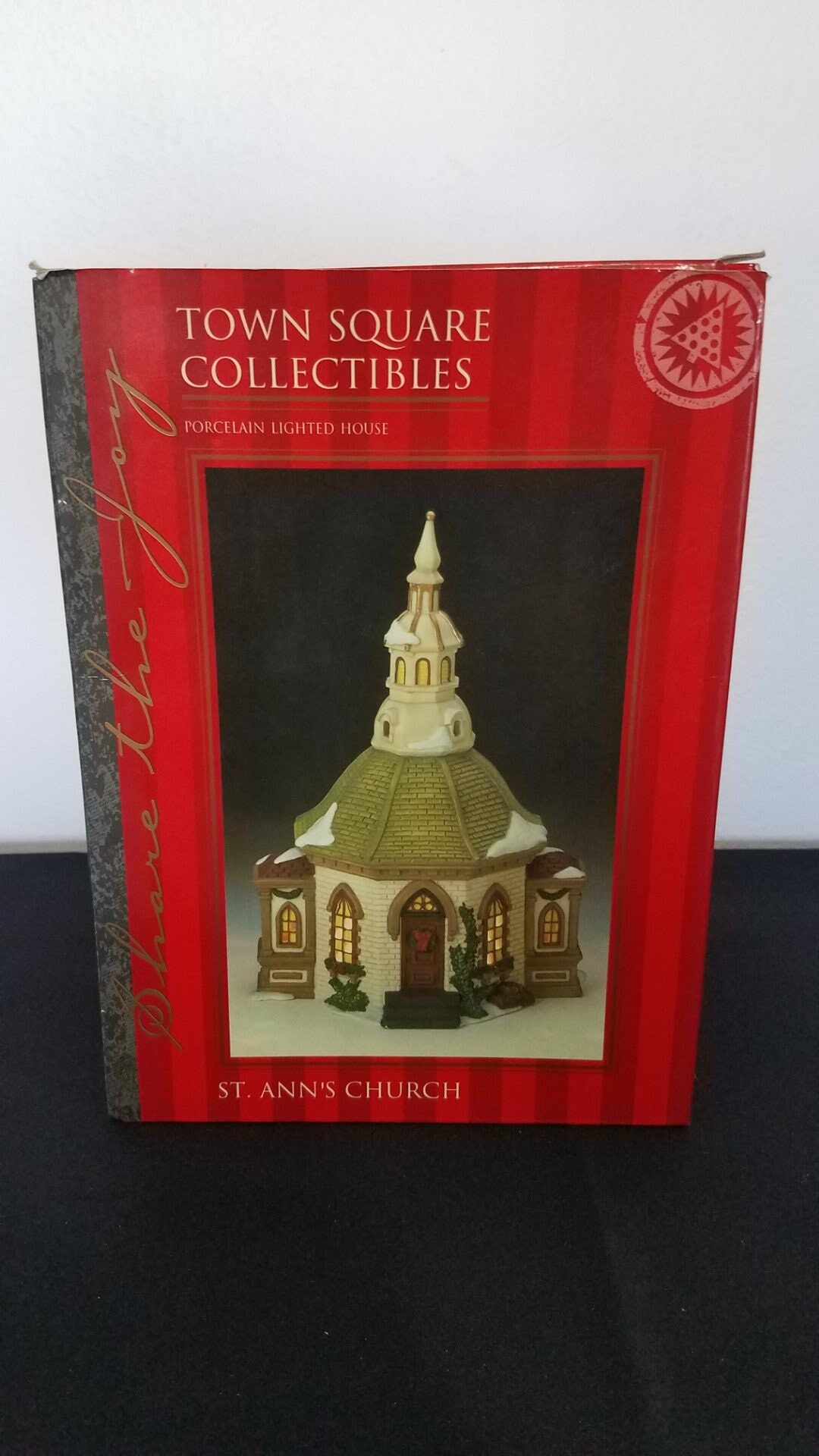 Large Hand Painted Porcelain Lighted Church, Town Square Collectibles ...