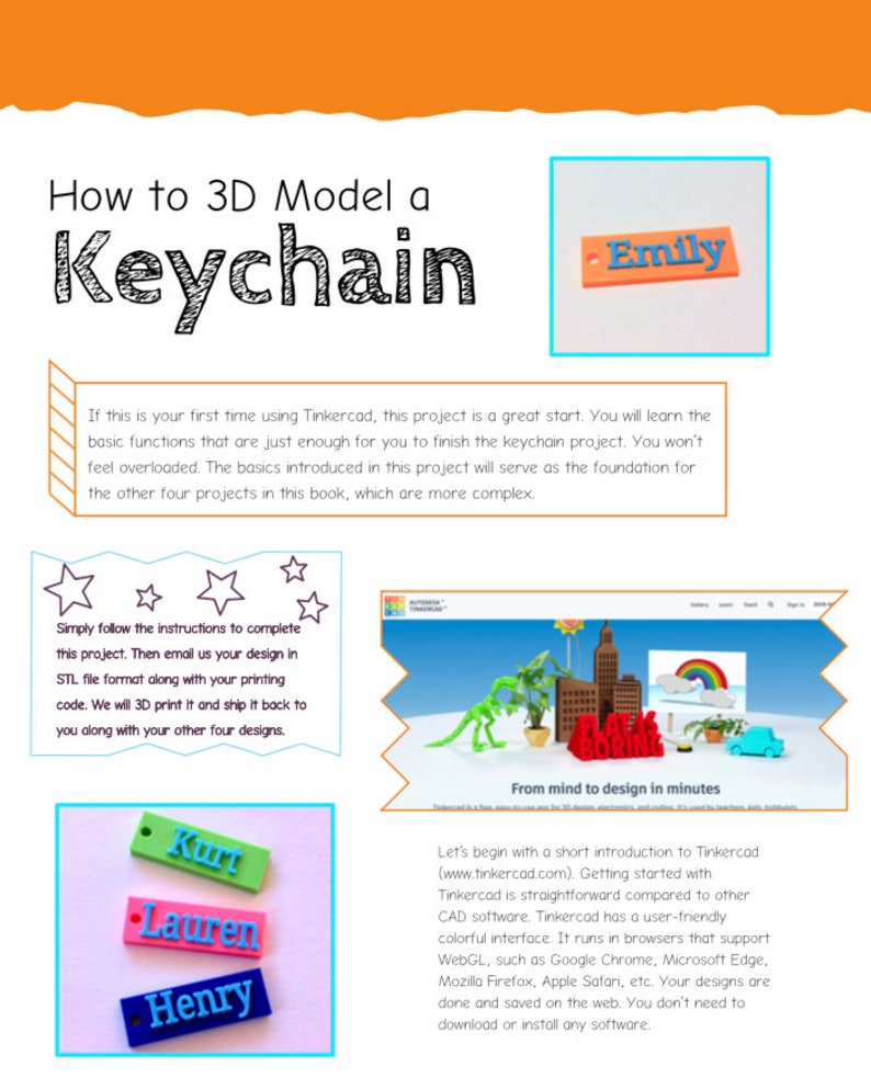 Beginner 3D Printing and 3D Modeling Kit, 4 Name Keychains 3D Printed ...