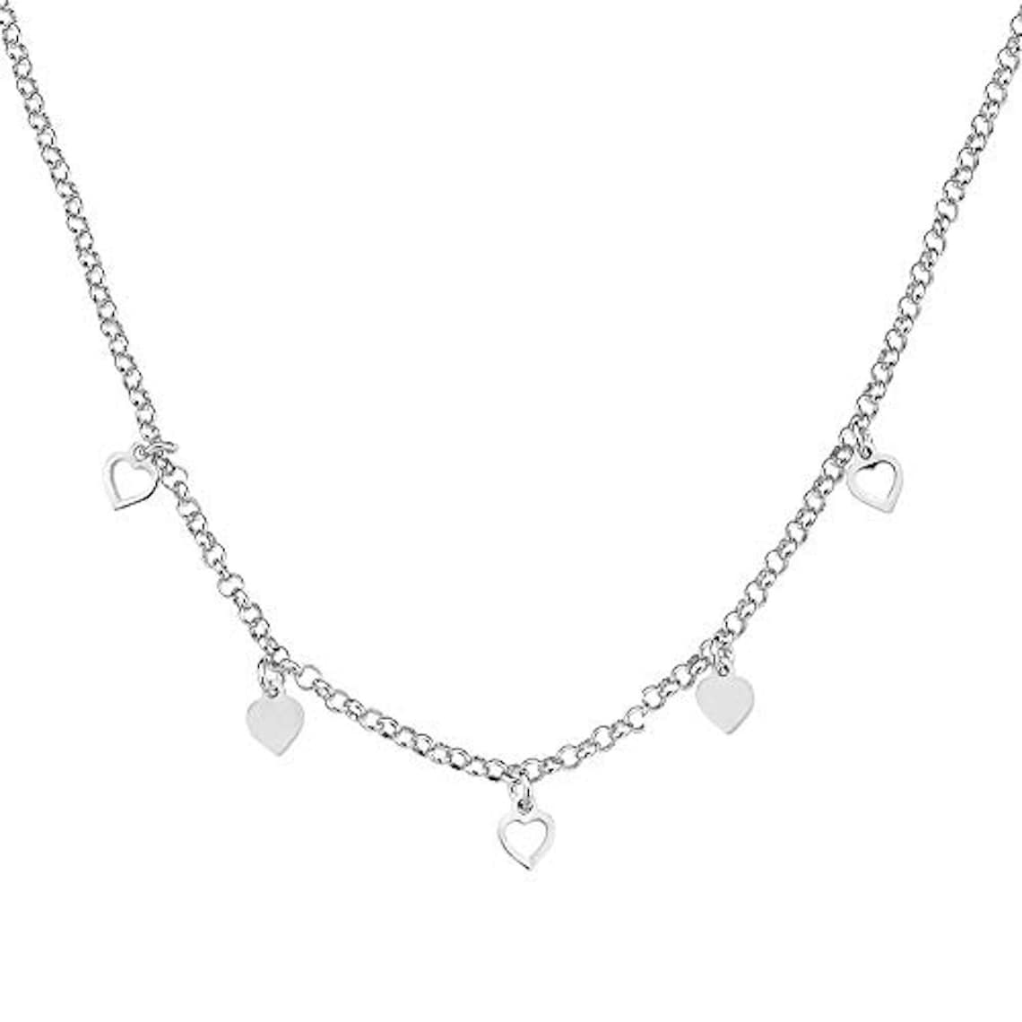 925 Sterling Silver Italian Heart Charm Chain Choker Necklace - Etsy