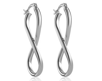 Silver Earrings Infinito Hoops Infinity Hoop Earrings - Etsy