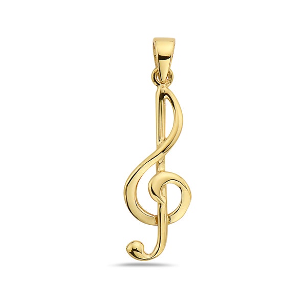 14k Gold Musical Note Pendant - Etsy