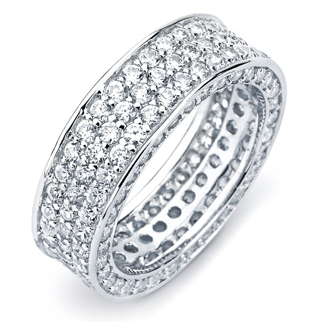 925 Sterling Silver CZ Stackable Eternity Band Ring - Etsy