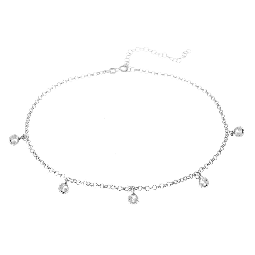 925 Sterling Silver, Crystal Charm Chocker Necklace - Etsy
