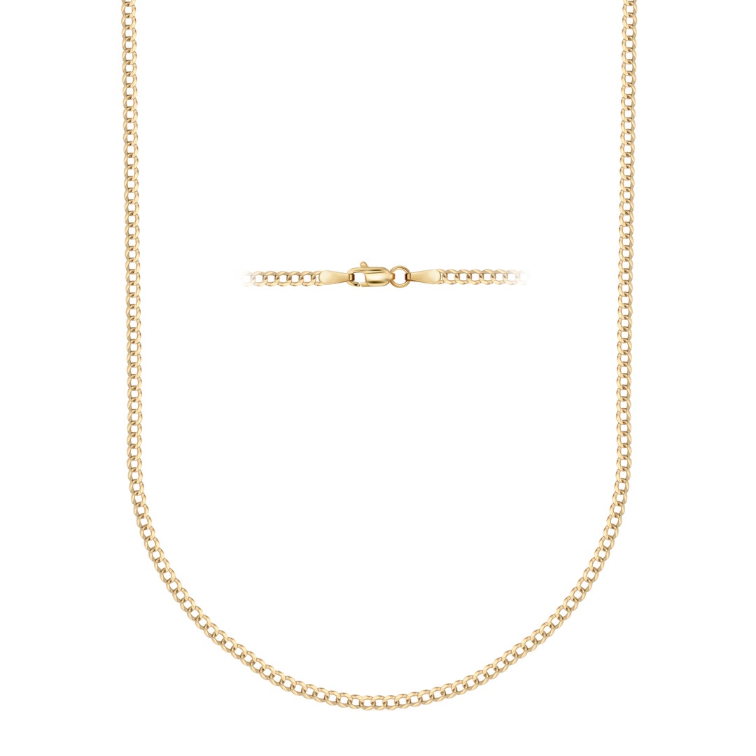 14K Gold 2.0MM Curb Chain Necklace With Lobster Lock - Etsy