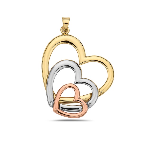 Triple Heart Pendant - Etsy