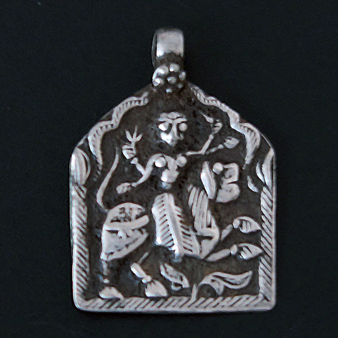 Vintage Durga-on-lion Silver Pendant - Handcrafted Devi Amulet From ...
