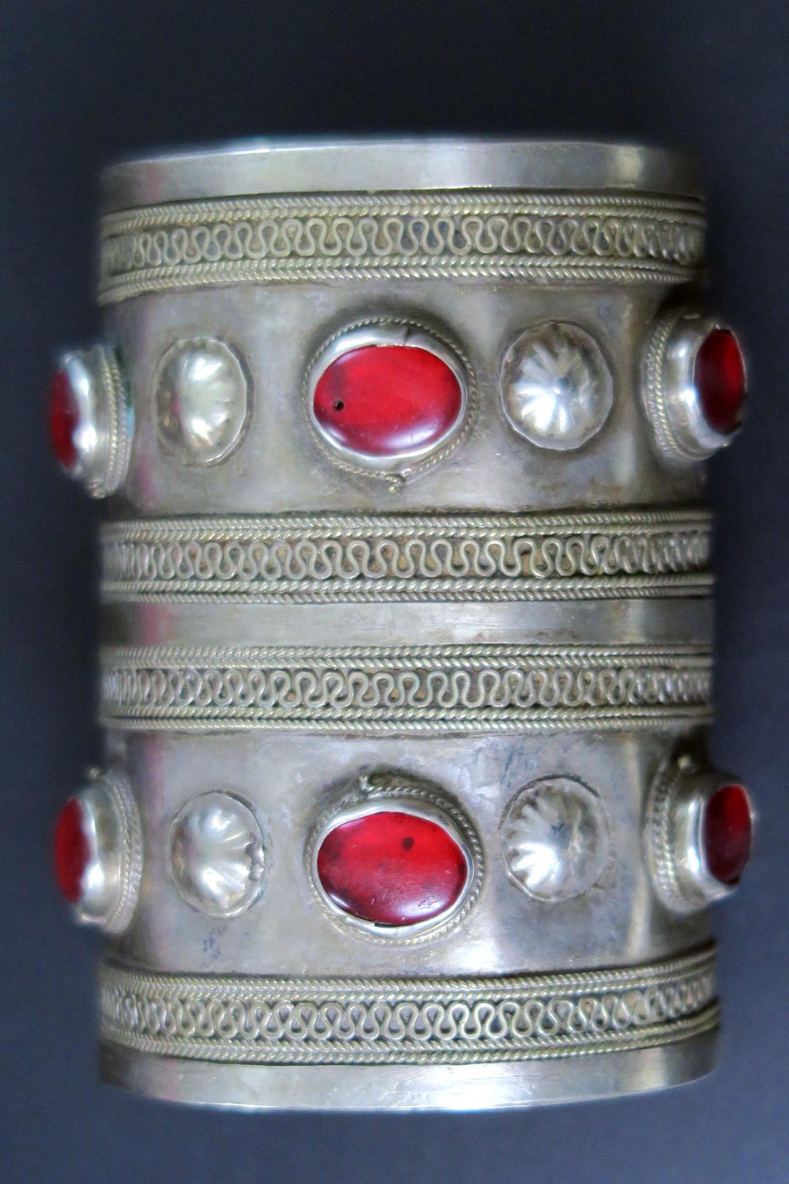 Vintage Turkmen Jewelry- Long 2-tier Ersari Bilezik Cuff Bracelet ...