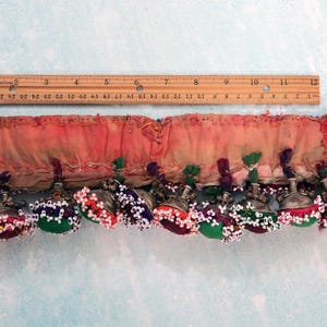 Hand-beaded Panel With Tufted-bell Accents and Mirrors Vintage Afghan ...