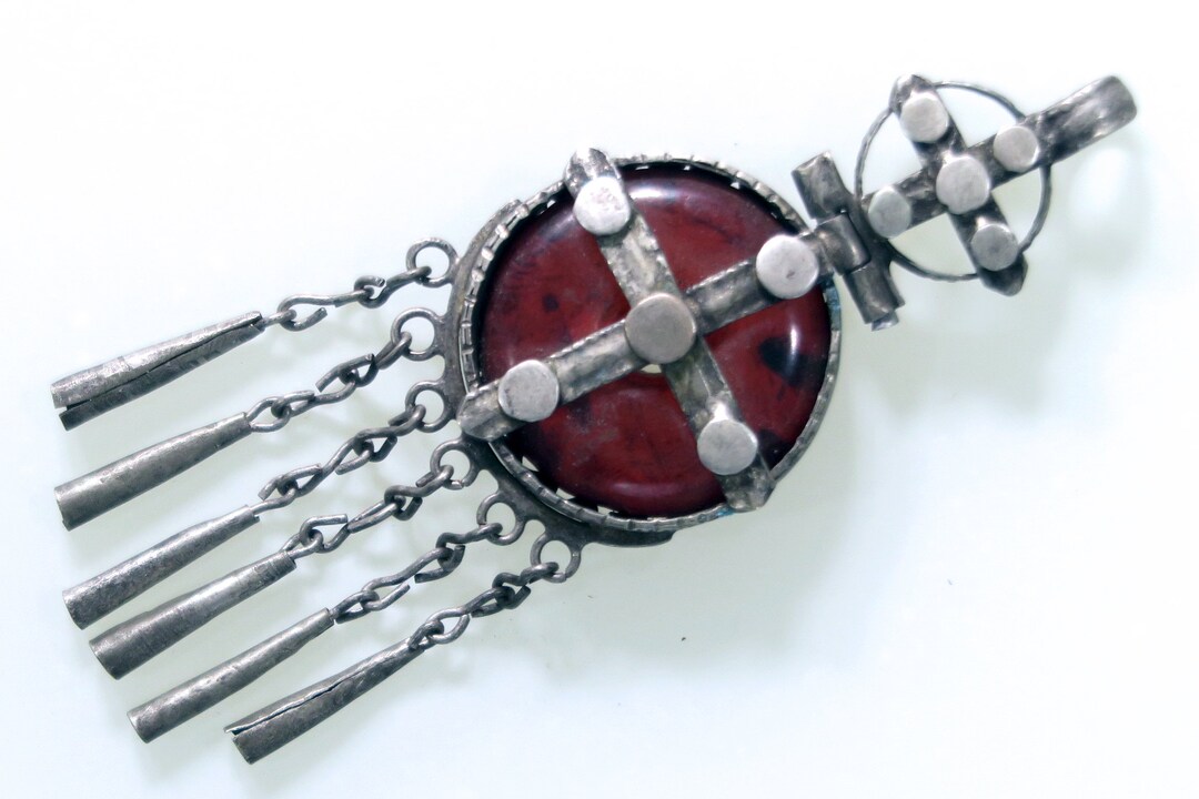 OLD ETHIOPIAN CROSS With Amber - Large Handcrafted Pendant ...
