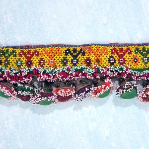 Hand-beaded Panel With Tufted-bell Accents and Mirrors Vintage Afghan ...