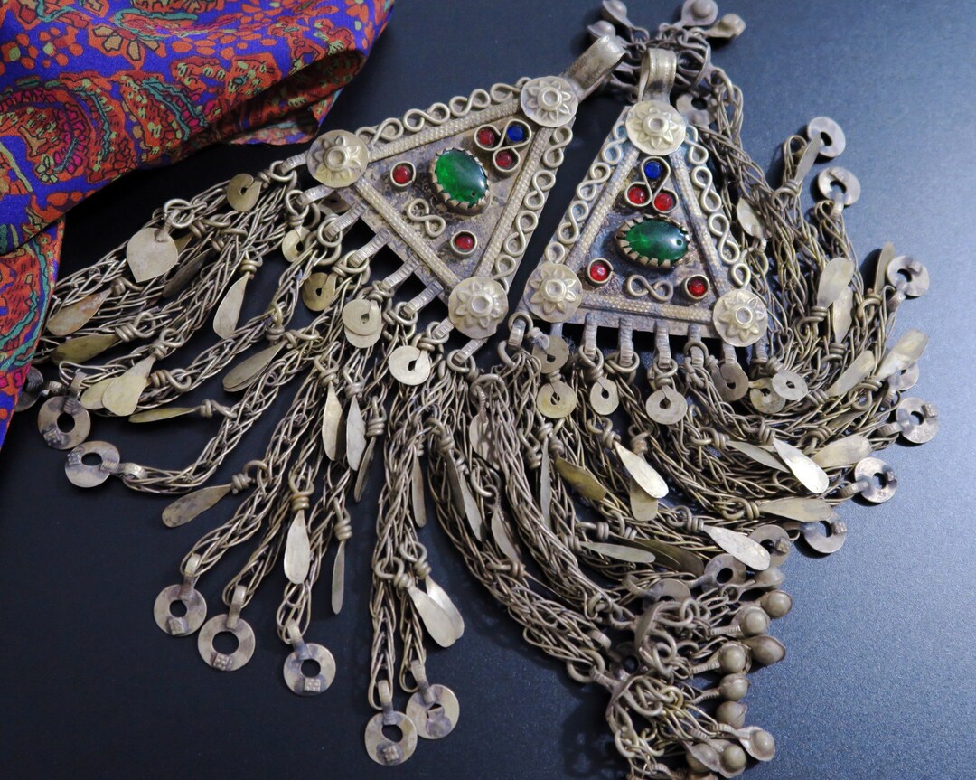 PAIR of HAIR PENDANTS - 2 Vintage Afghan Hair-pendants With Charm ...