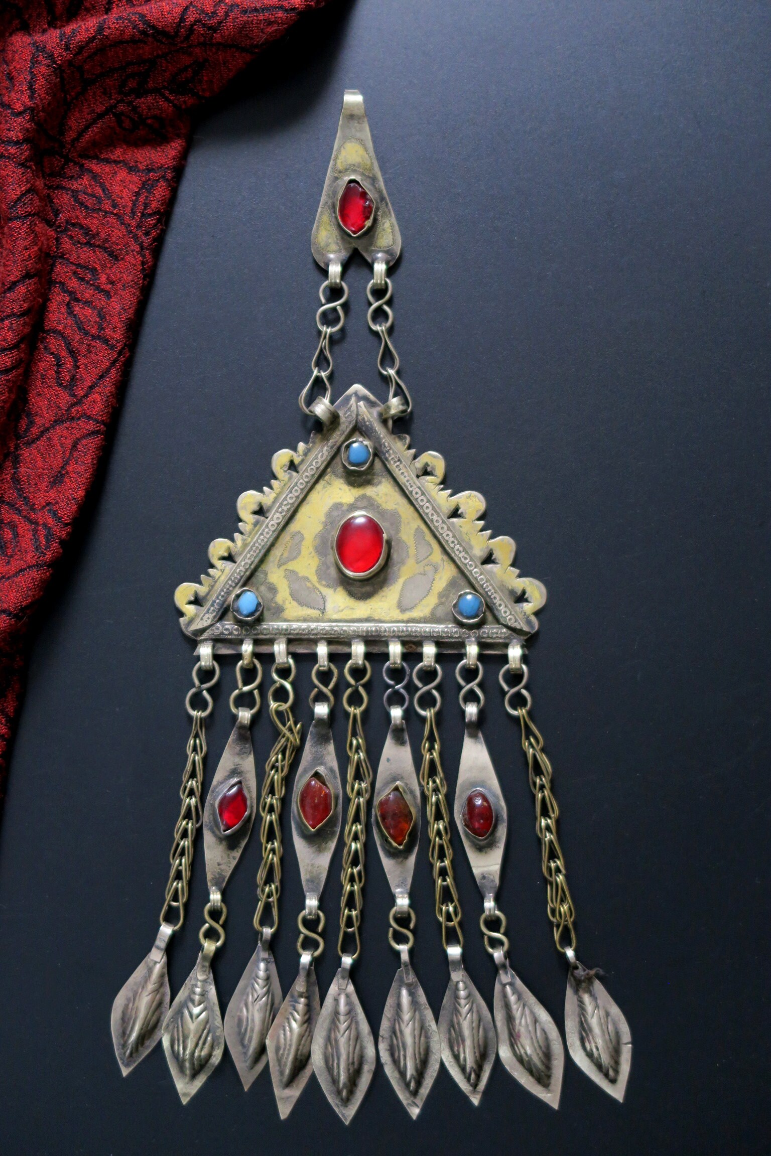 Large Vintage Turkmen Hair-pendant - Handcrafted Tribal Jewelry ...