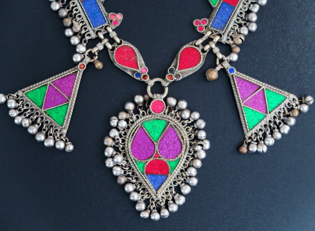 Large Old Balochi Wedding Necklace - Ornate Vintage Ceremonial Afghan ...
