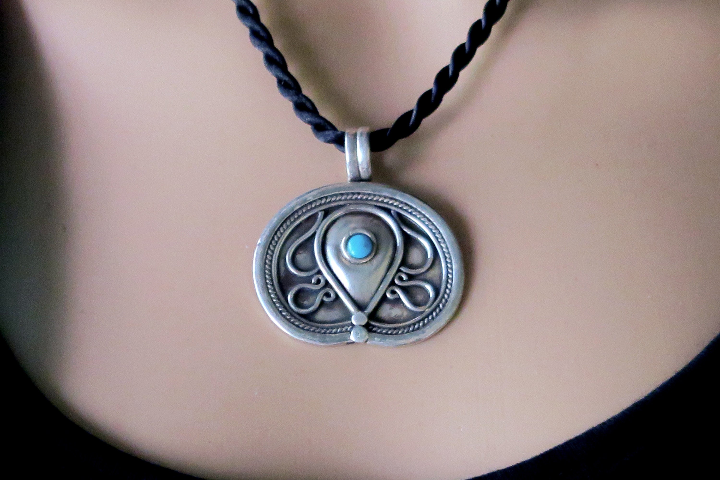 VINTAGE SILVER PENDANT Large Sterling Silver Pendant With - Etsy