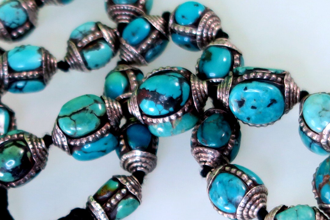 OLD TURQUOISE JEWELRY - Graduated Necklace With Old Natural Turquoise ...