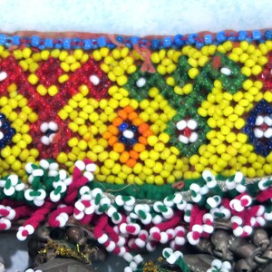 Hand-beaded Panel With Tufted-bell Accents and Mirrors Vintage Afghan ...