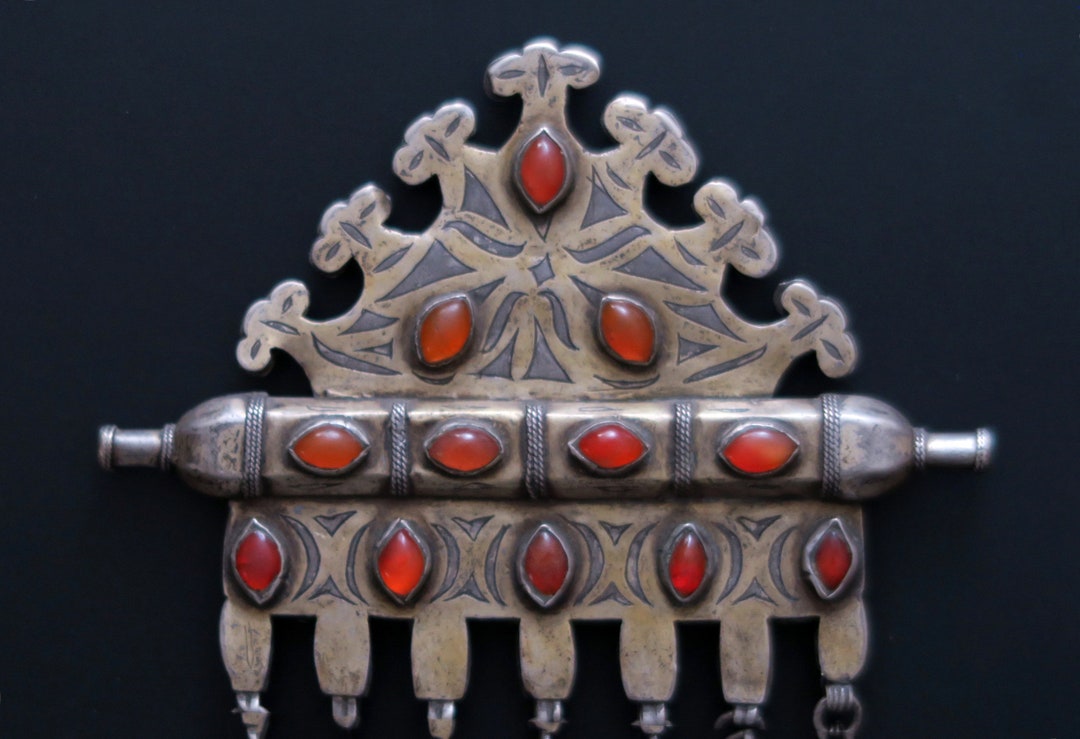 ANTIQUE TURKMEN JEWELLERY - Very Old Silver Tumar-pendant With ...