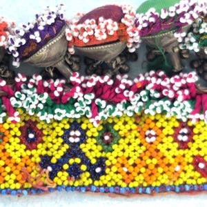 Hand-beaded Panel With Tufted-bell Accents and Mirrors Vintage Afghan ...