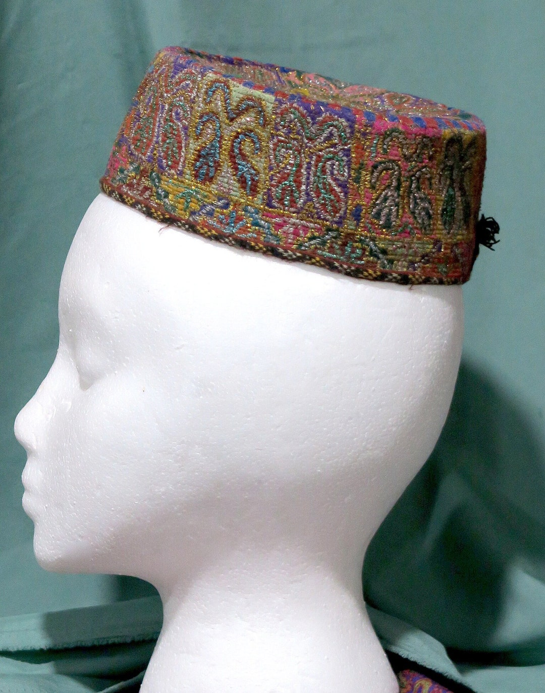 TRIBAL CEREMONIAL CAP - Ornate Vintage Tubeteika Hat - Handcrafted ...