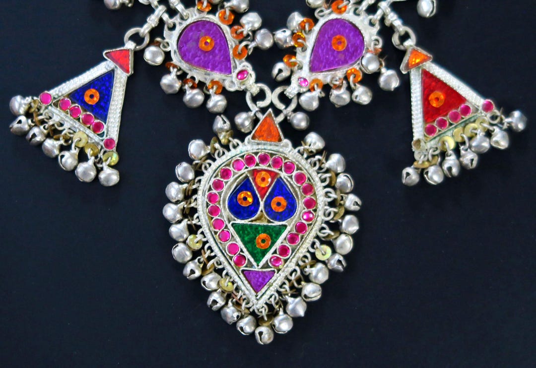 Large Old Balochi Wedding Necklace - Ornate Vintage Ceremonial Afghan ...